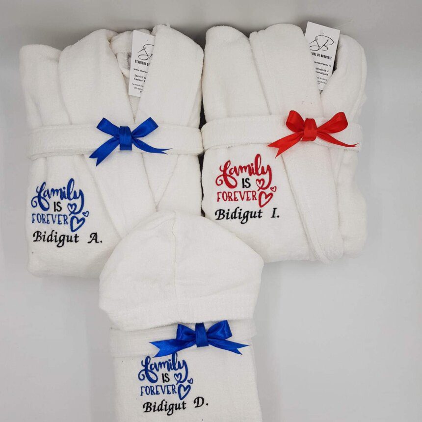 Set 2 Halate de baie personalizate + 2 Prosoape de mari 70x130 cm ...