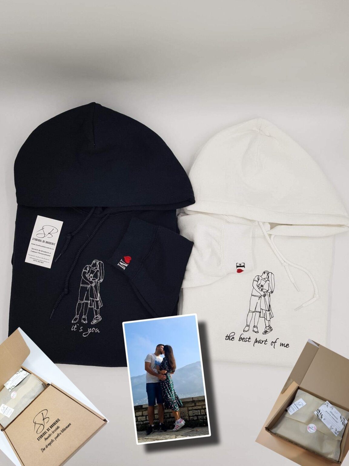 Set Cadou 2 Hanorace cupluri personalizate ''The best part of me''